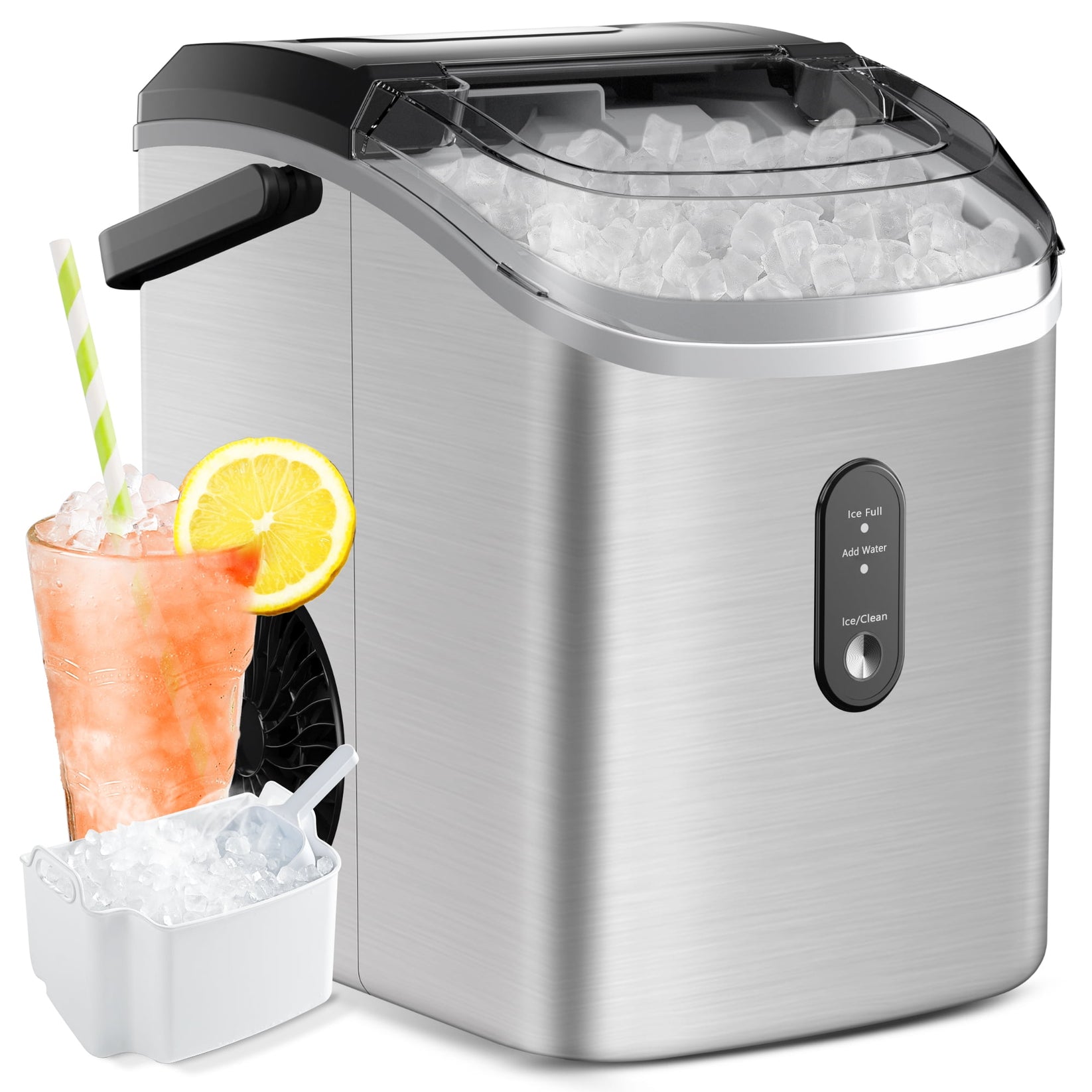 Simzlife Nugget Ice Maker Countertop with Soft Chewable Ice, 34lbs/24H
